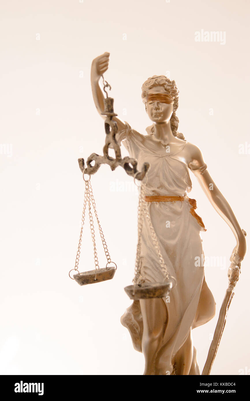 White female statue symbol of justice Themis. This figure has not ...
