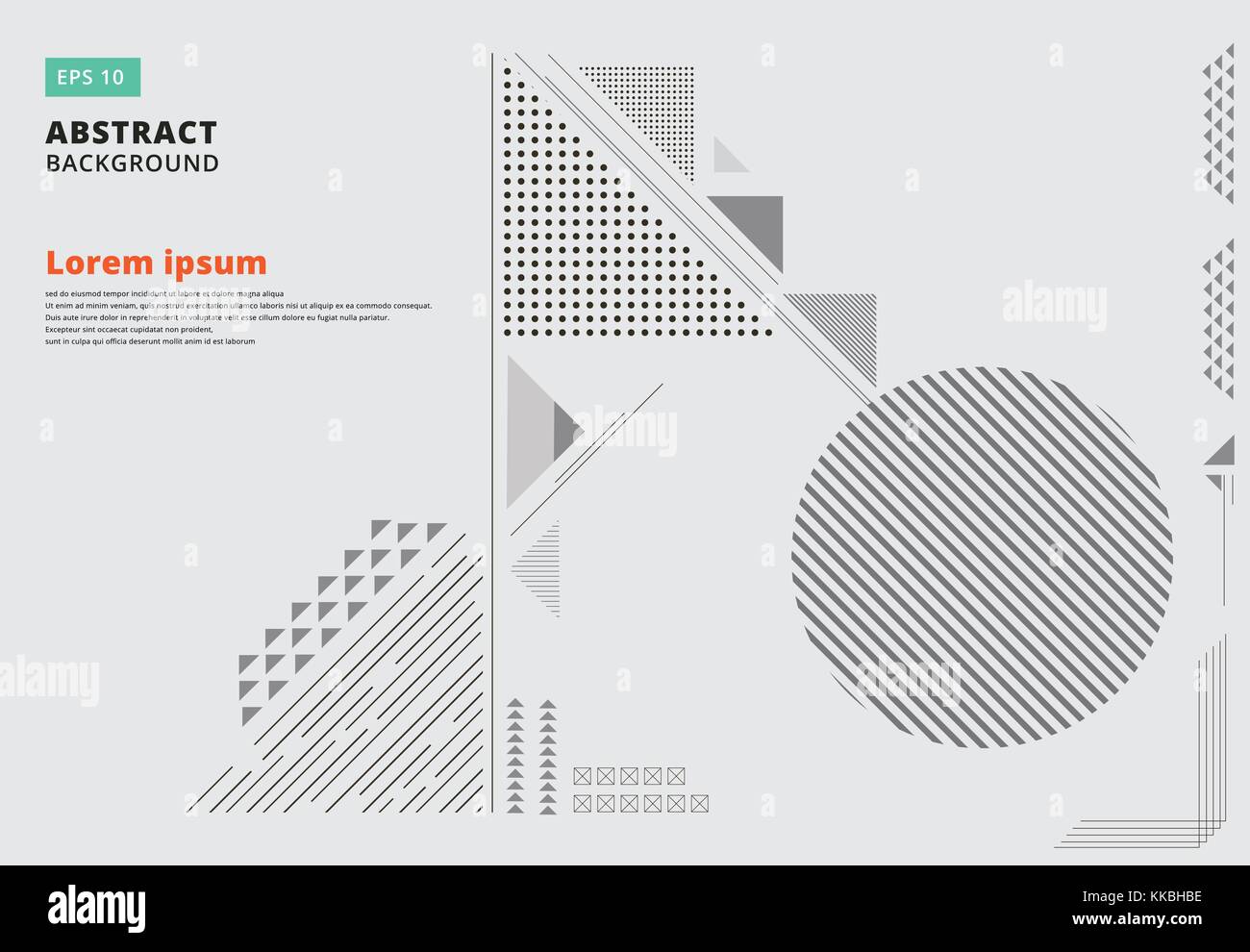 Abstract geometric composition forms modern background with decorative triangles and patterns ...