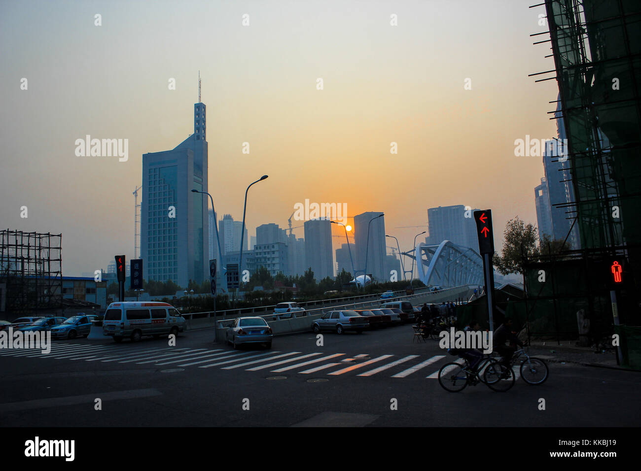 Beijing City Sunset, Busy Beijing city life with a lot of vehicle and ...