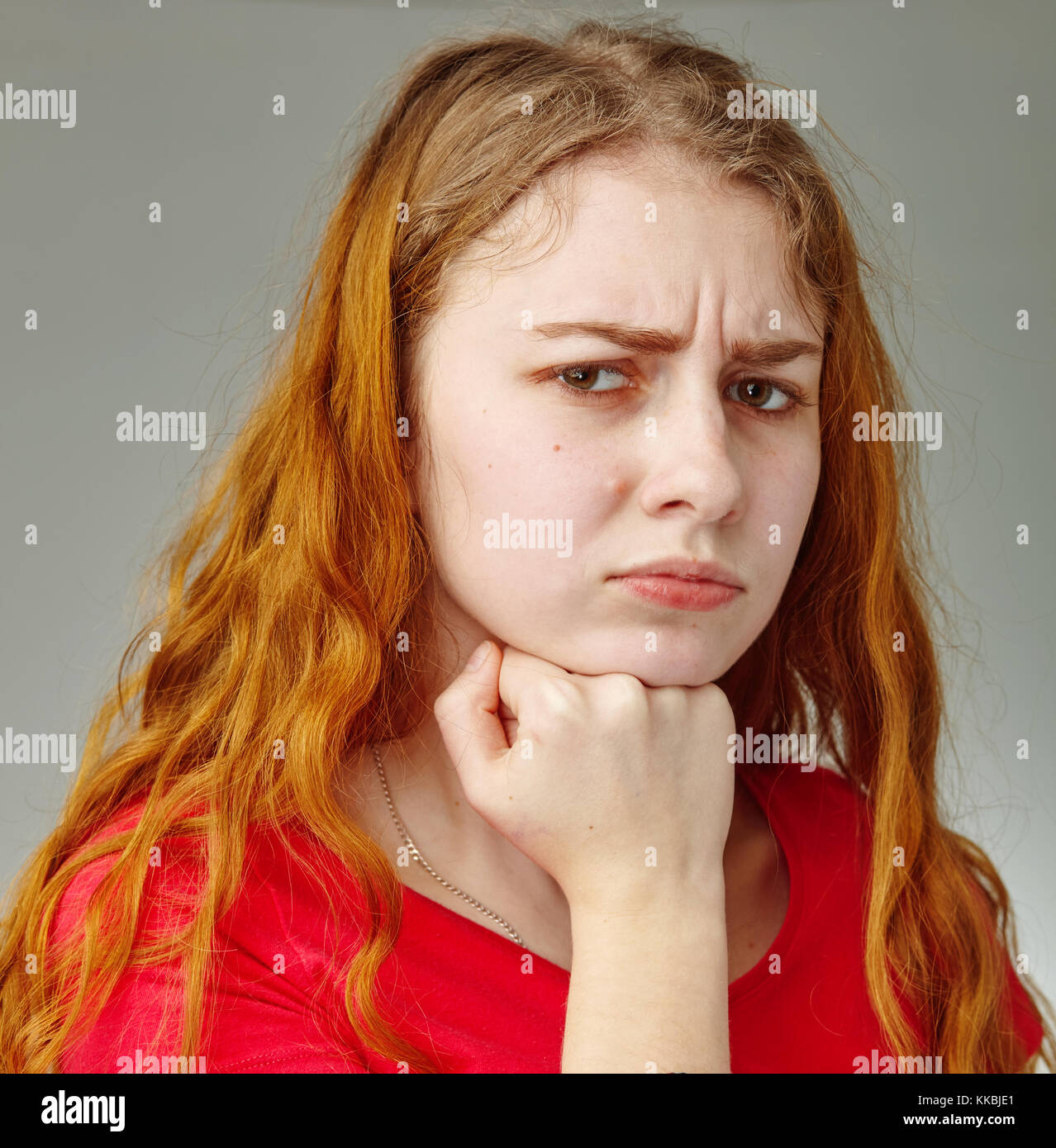 a portrait of stressed sad young girl Stock Photo - Alamy