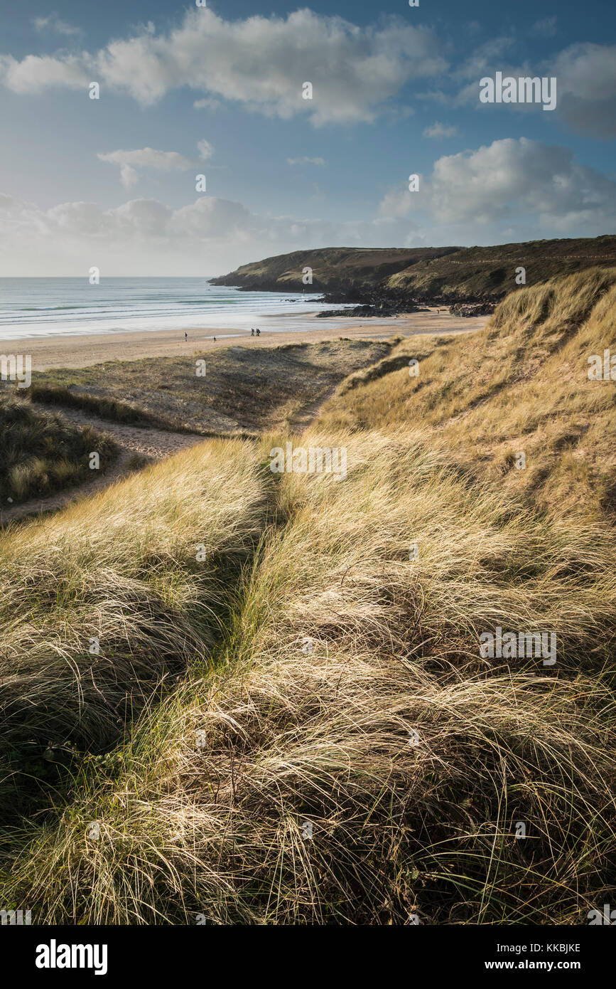Beautiful landscape image of Freshwater West beach with sand dunes in ...