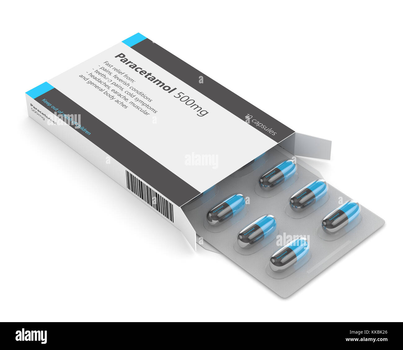 3d rendering of paracetamol pills on blister over white. Acetaminophen ...