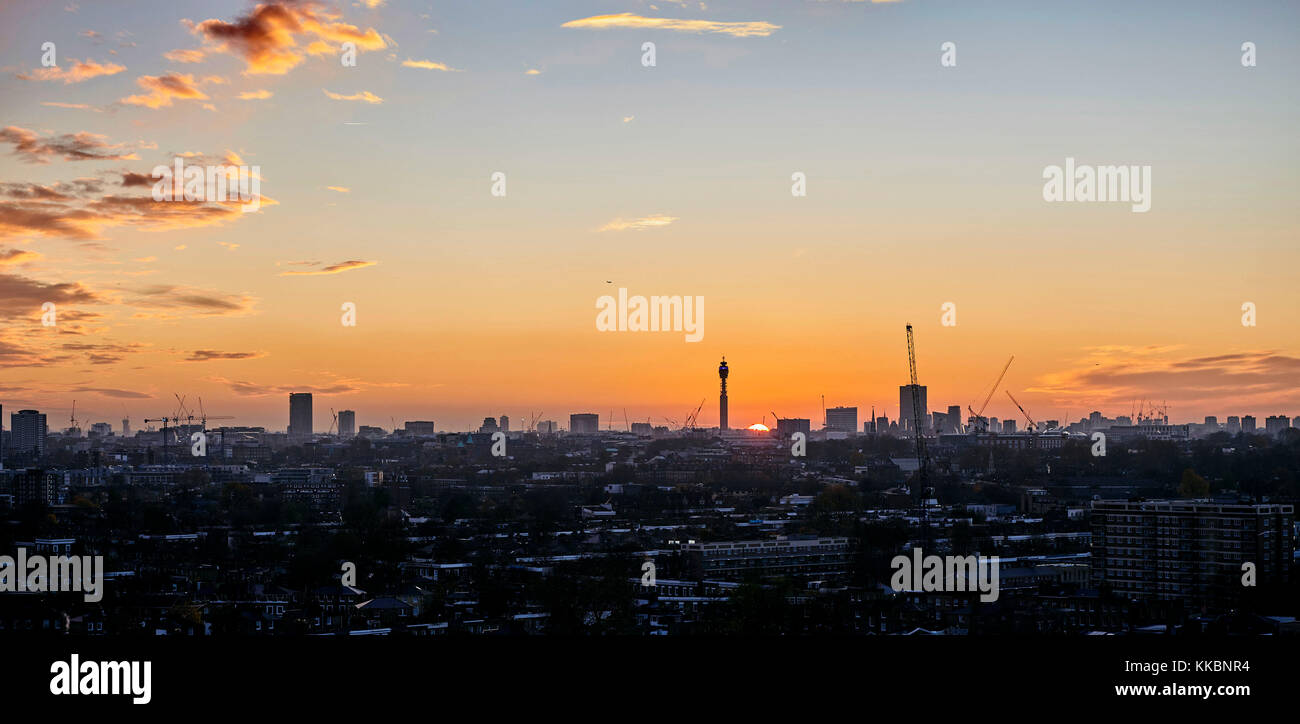 Panoramic view of West London, the Post Office/BT Tower, central. UK ...