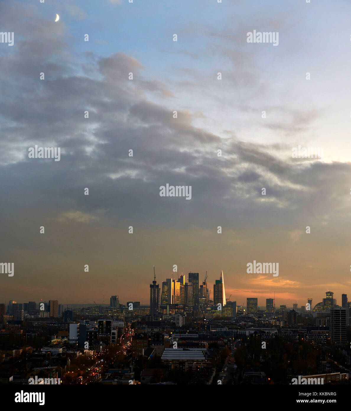 City of London Skyline, at night, from Dalston, UK Stock Photo - Alamy