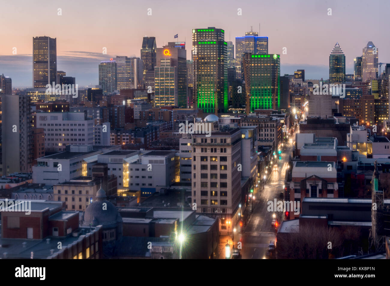 Montreal, CANADA - 29 November 2017: Montreal skyline at night from ...