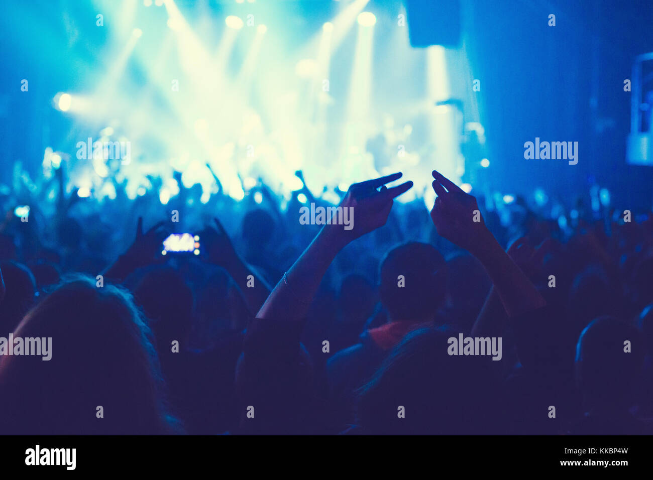 The audience watching the concert on stage Stock Photo - Alamy