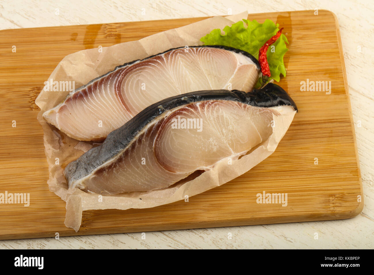 Raw juicy shark steak ready for grill Stock Photo - Alamy