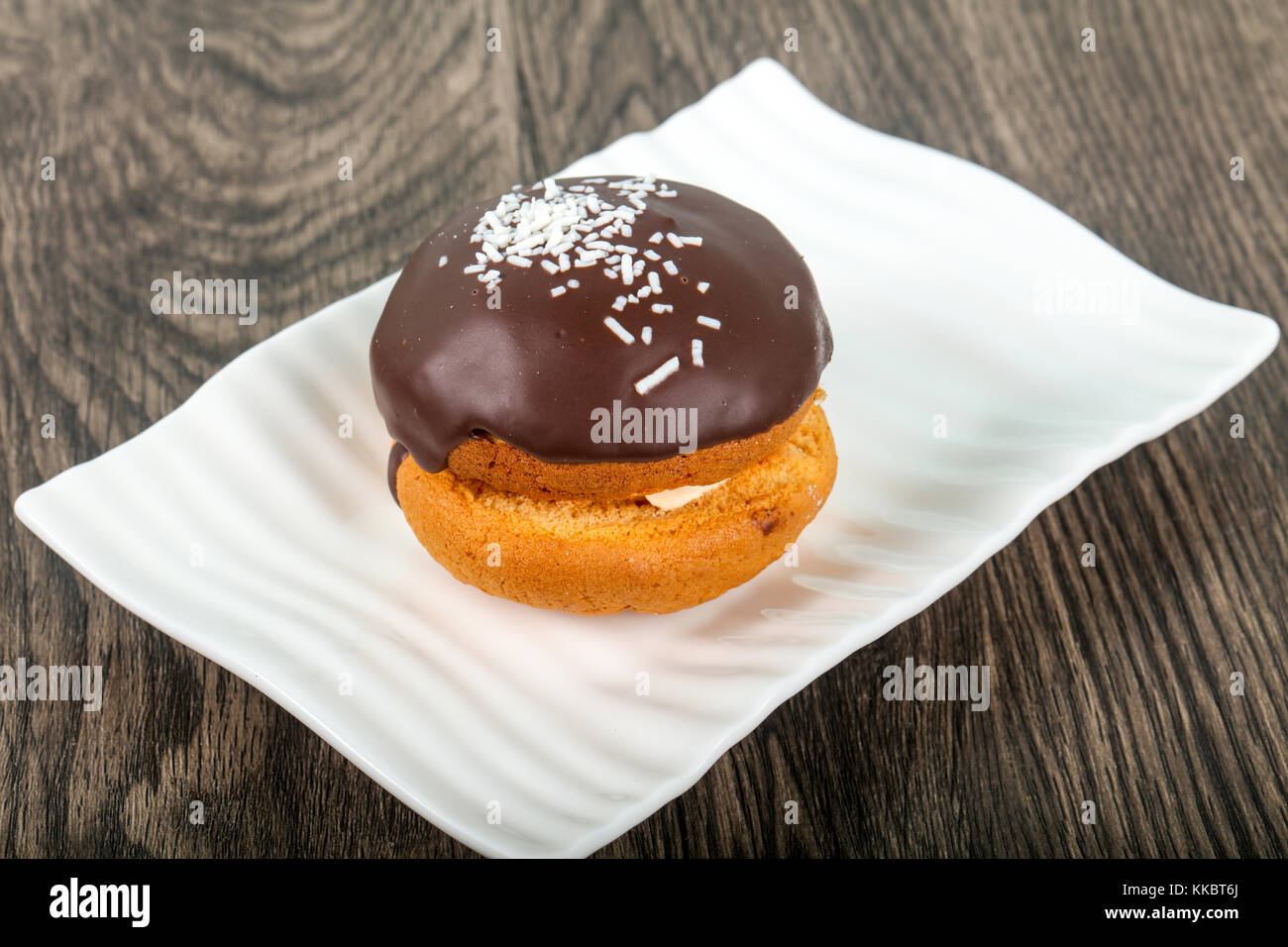Bouchee cake with chocolate Stock Photo - Alamy
