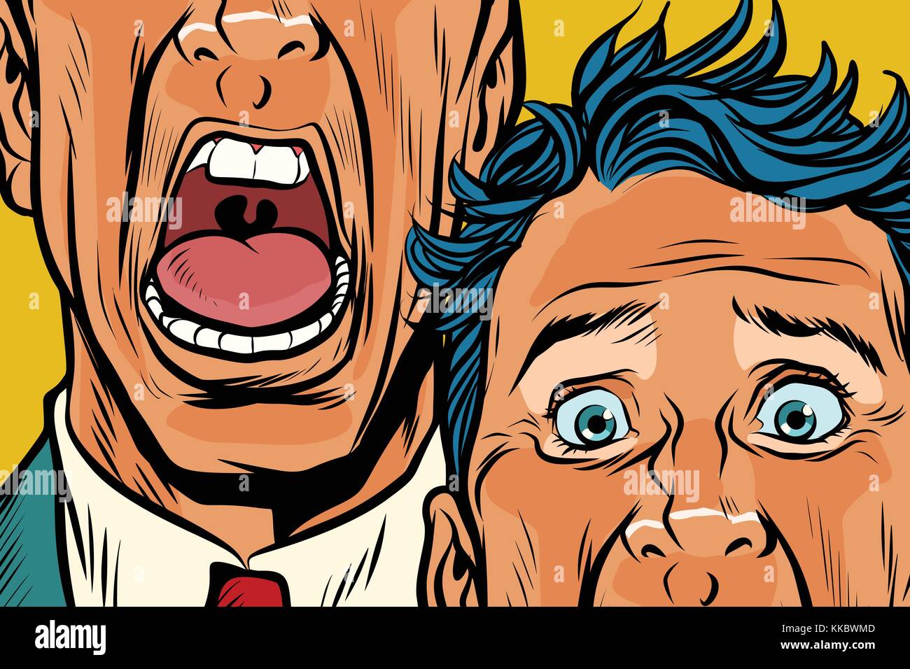 Close-up of eyes and mouth men cry, panic face. Pop art retro vector ...