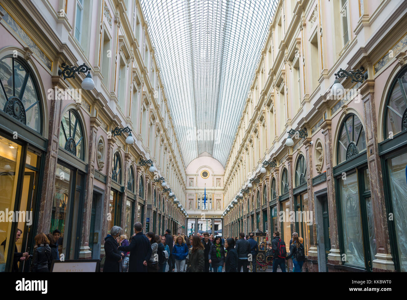 Brussels, Belgium - April 22, 2017: The Galeries Royales Saint-Hubert ...