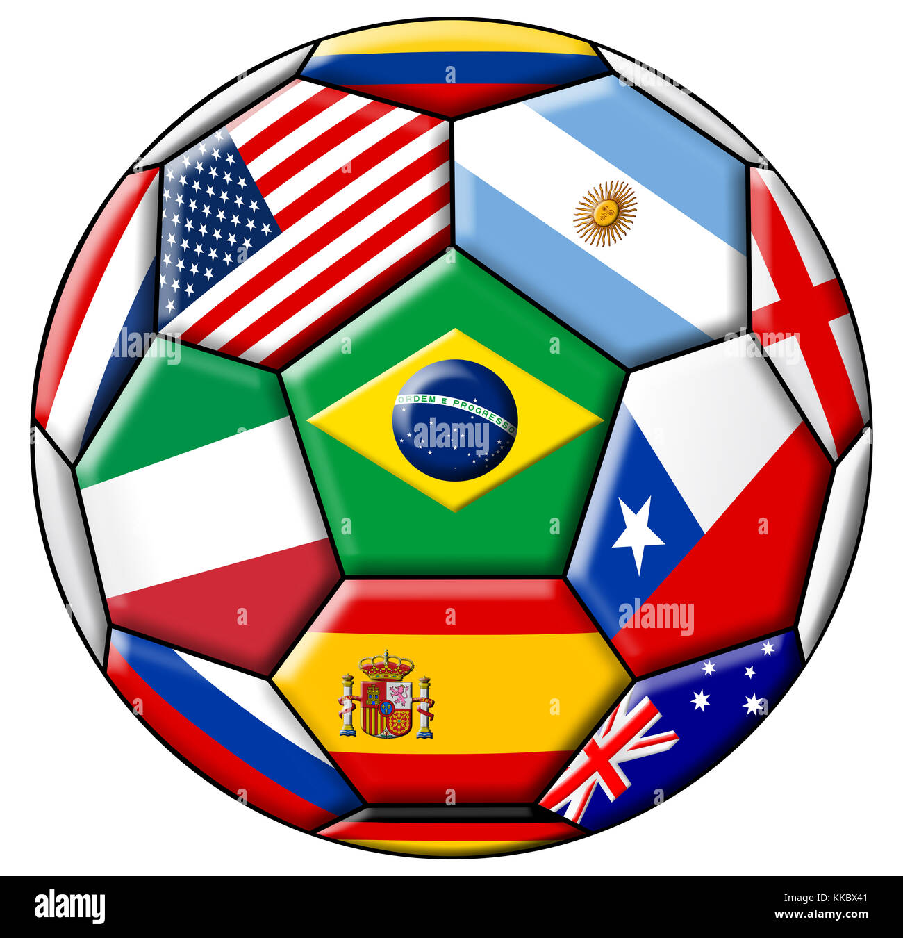 Football ball with various flags Stock Photo - Alamy