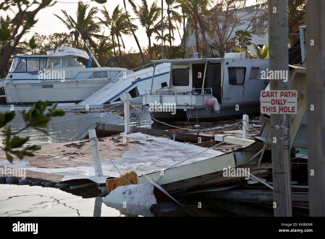 Debris and damaged boats in the aftermath of Hurricane Irma September ...