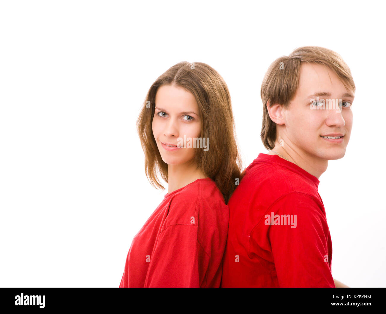 Young Couple staring at you isolated on white Stock Photo - Alamy