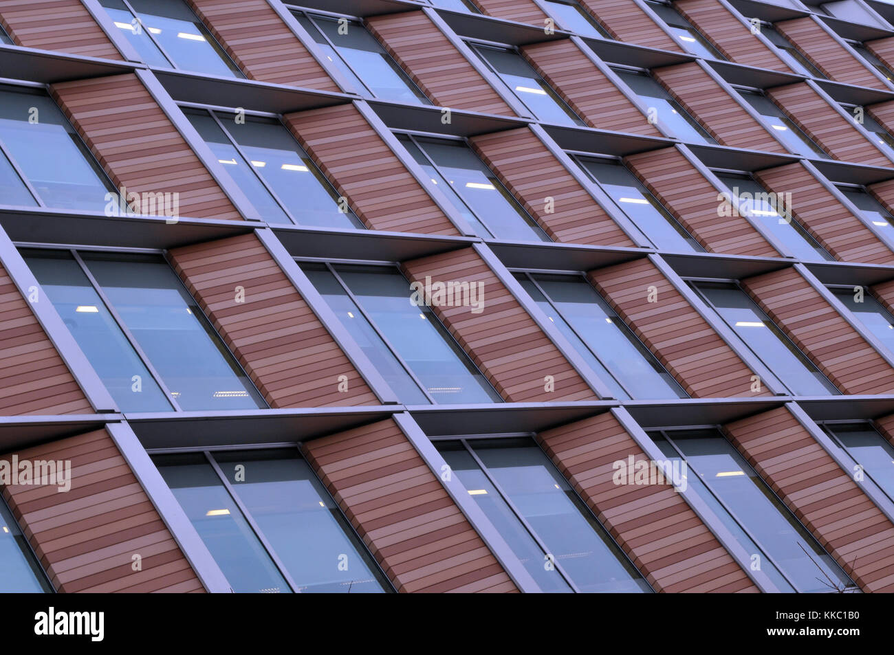 A modern or contemporary office building in London with smoked glass ...