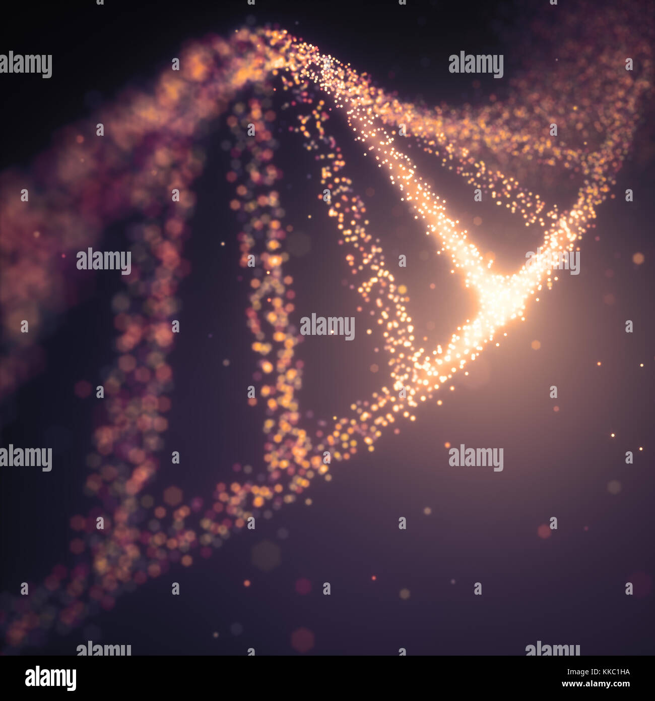 3D illustration. Colorful DNA molecule. Concept image of a structure of ...