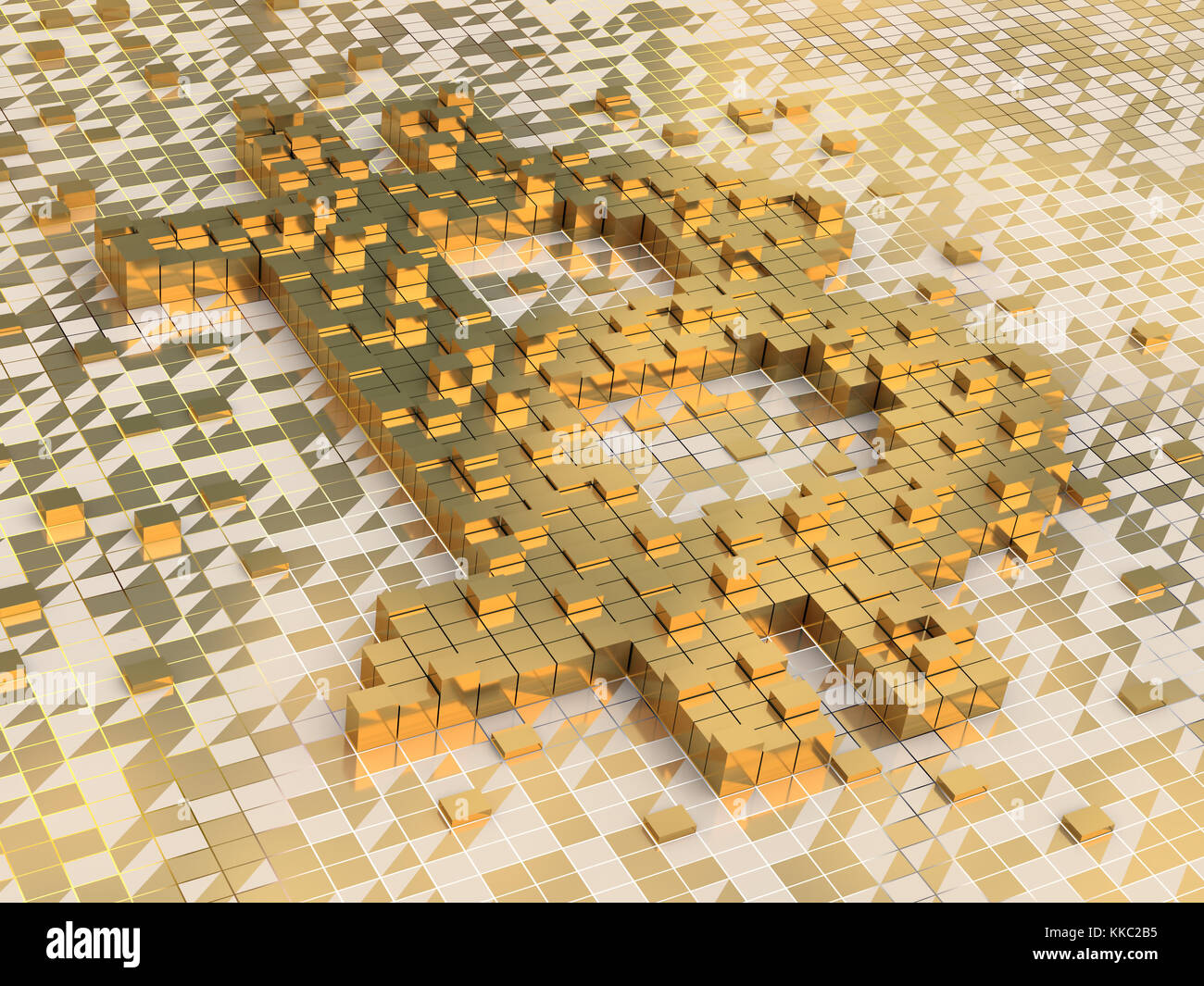 3D rendering of golden cube bitcoin symbol Stock Photo - Alamy