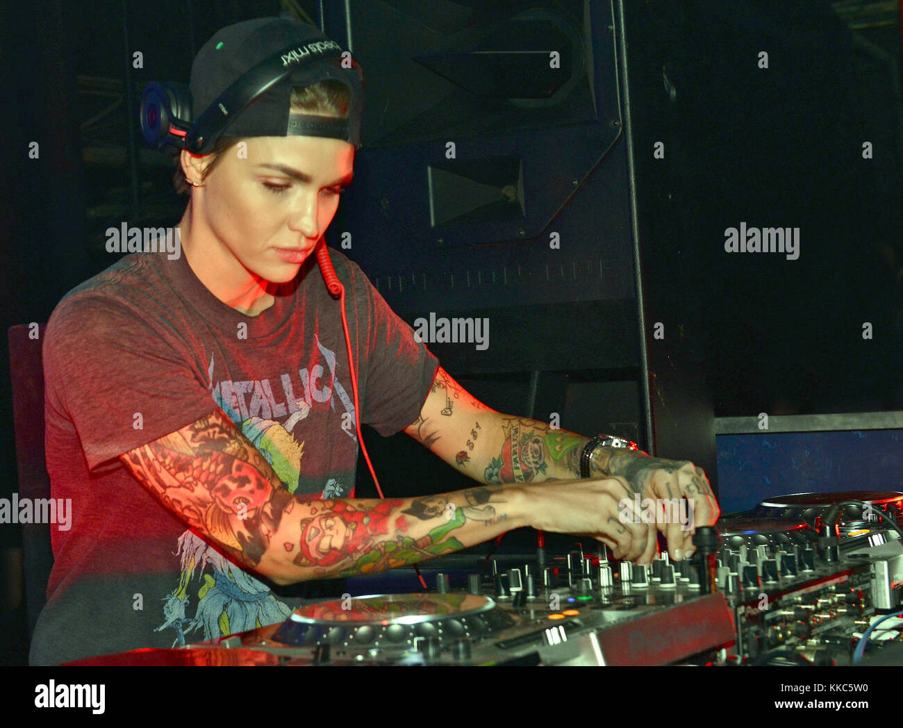 MIAMI BEACH, FL - JANUARY 09: Ruby Rose DJ's at the grand opening of ...