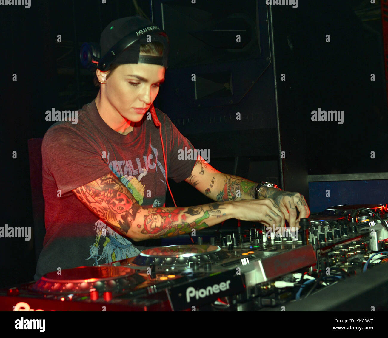 MIAMI BEACH, FL - JANUARY 09: Ruby Rose DJ's at the grand opening of ...