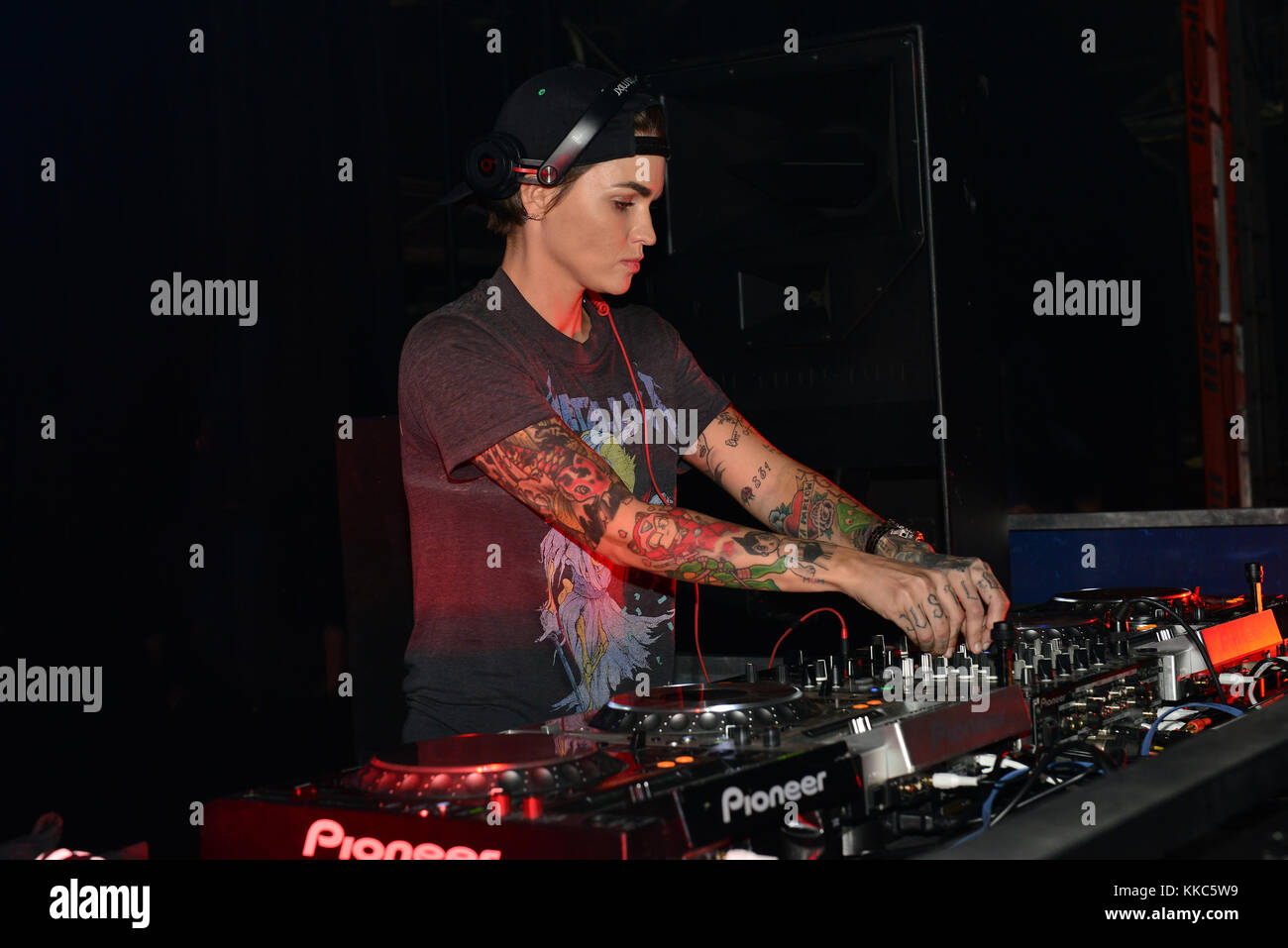 MIAMI BEACH, FL - JANUARY 09: Ruby Rose DJ's at the grand opening of ...