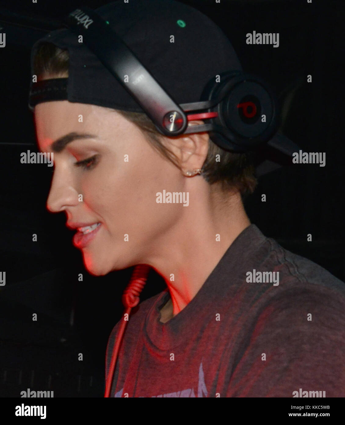 MIAMI BEACH, FL - JANUARY 09: Ruby Rose DJ's at the grand opening of ...