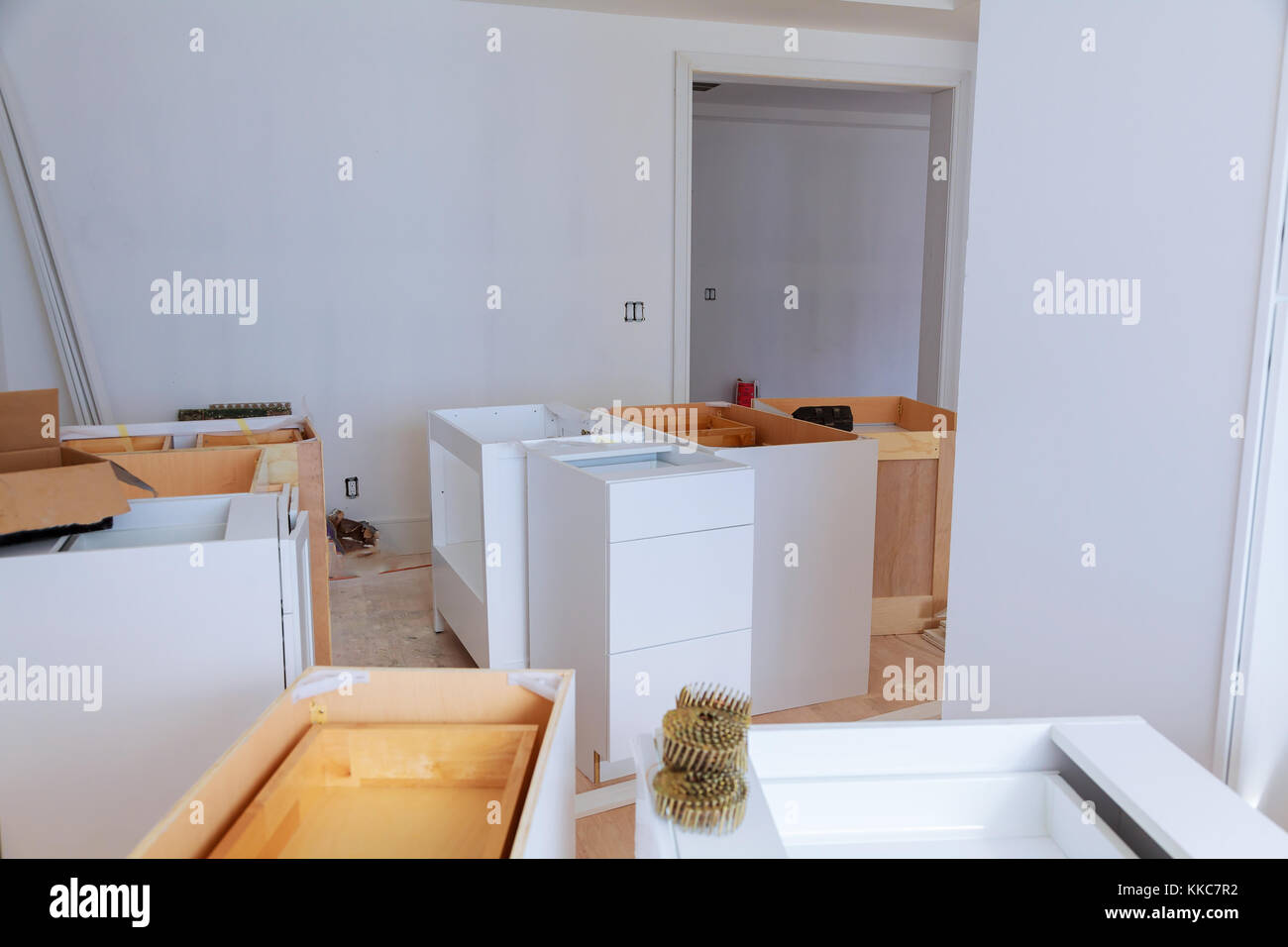 Interior design construction of a kitchen with cooker extractor fan ...