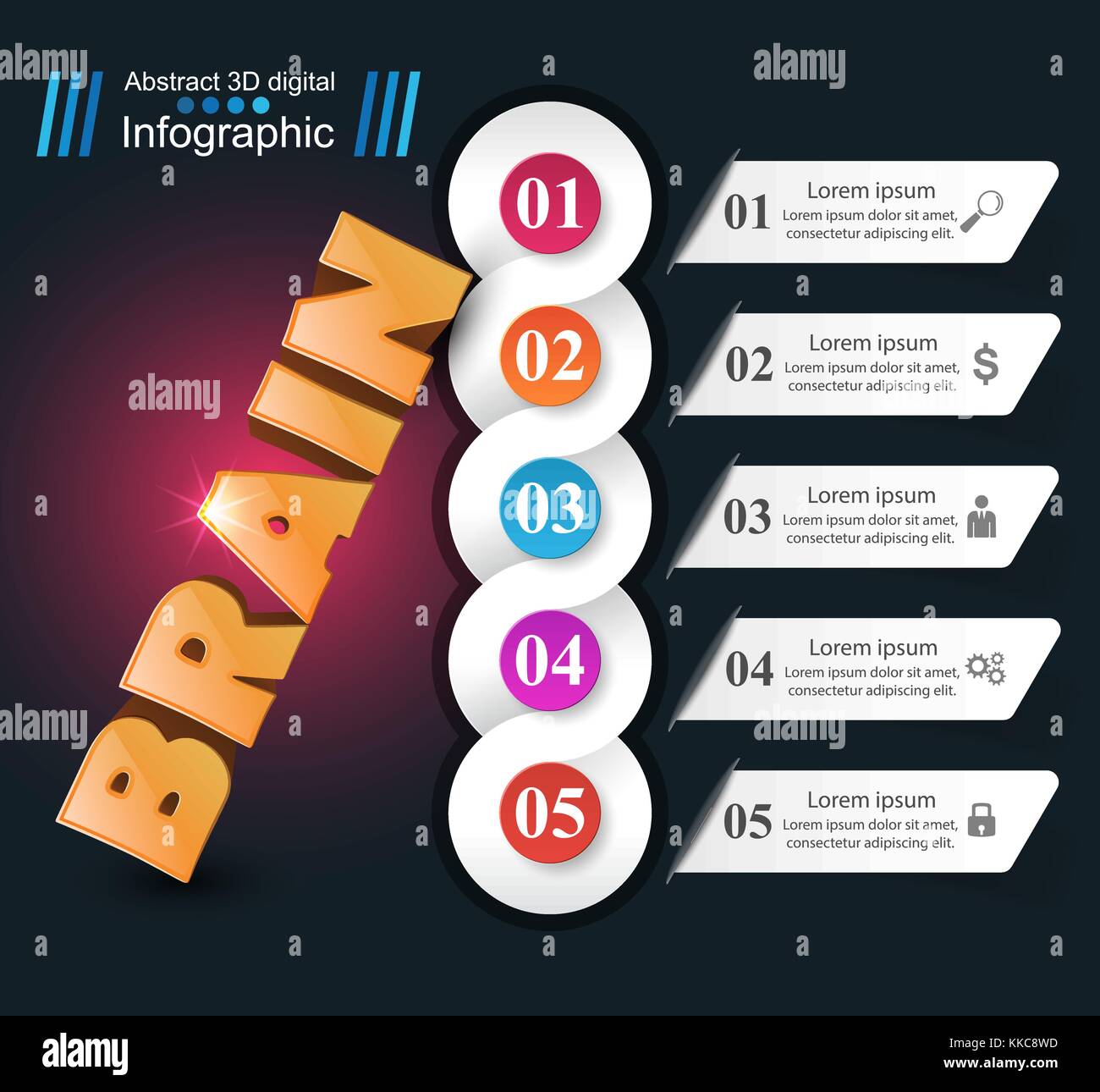 Brain 3d business infographics Stock Vector Image & Art - Alamy