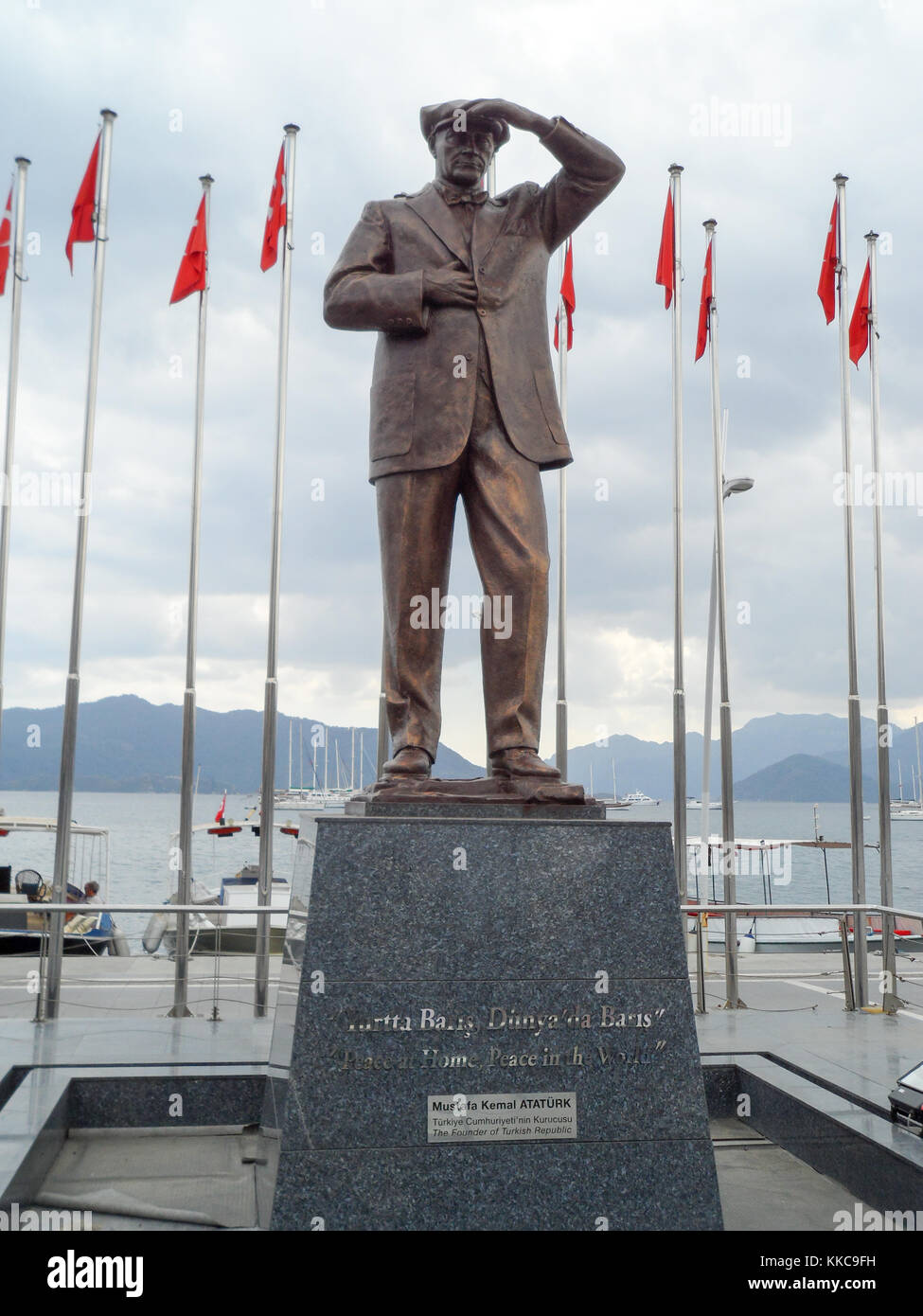 Public statue of Mustafa Kemal Ataturk on the promenade at Marmaris ...