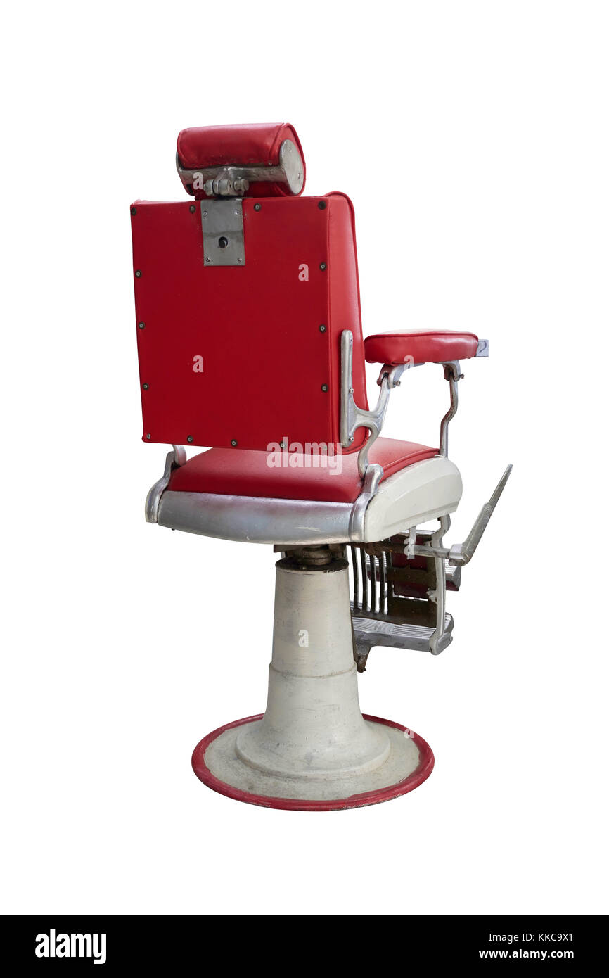 Antique barber chair, isolated on white background Stock Photo - Alamy