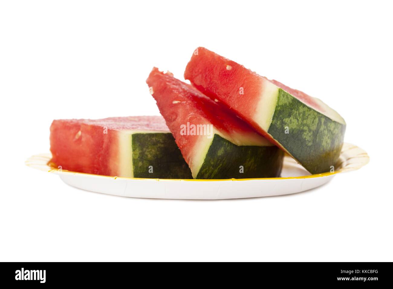 three slices of watermelon Stock Photo - Alamy