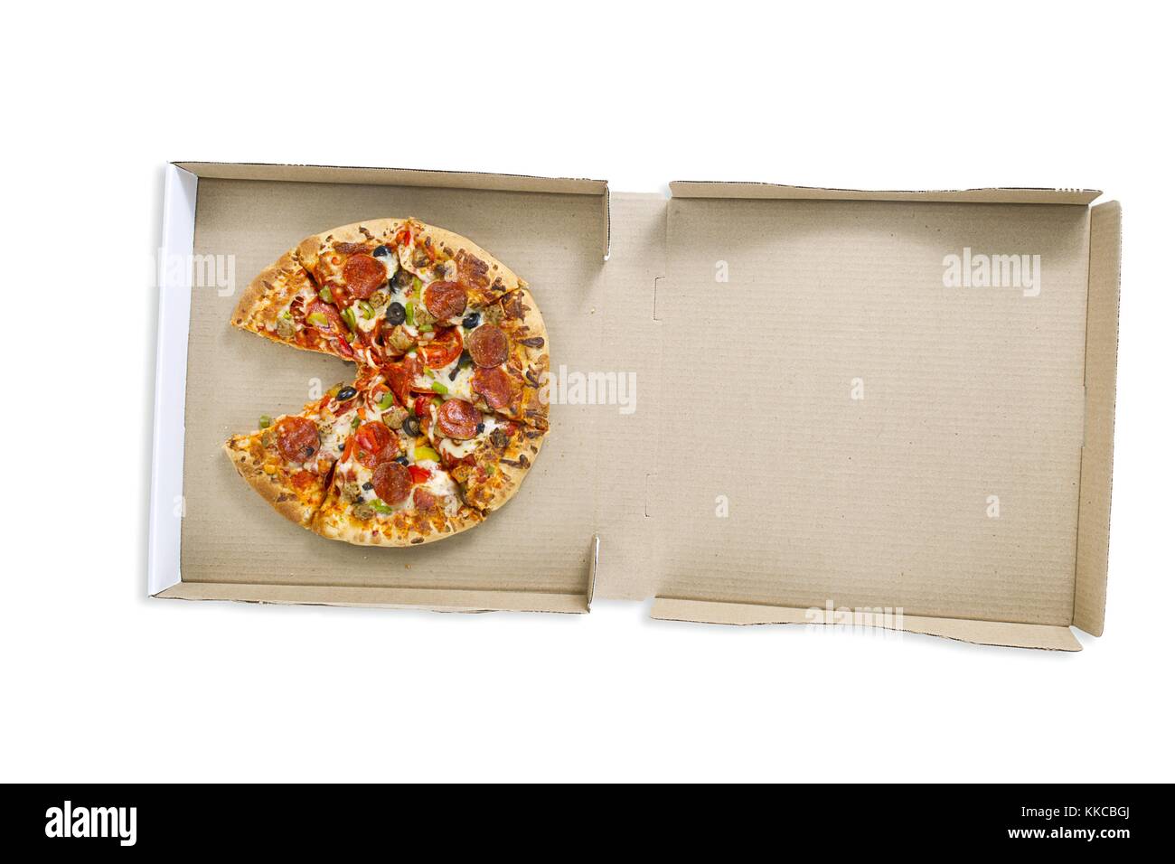 top view of a pizza in pizza box Stock Photo - Alamy