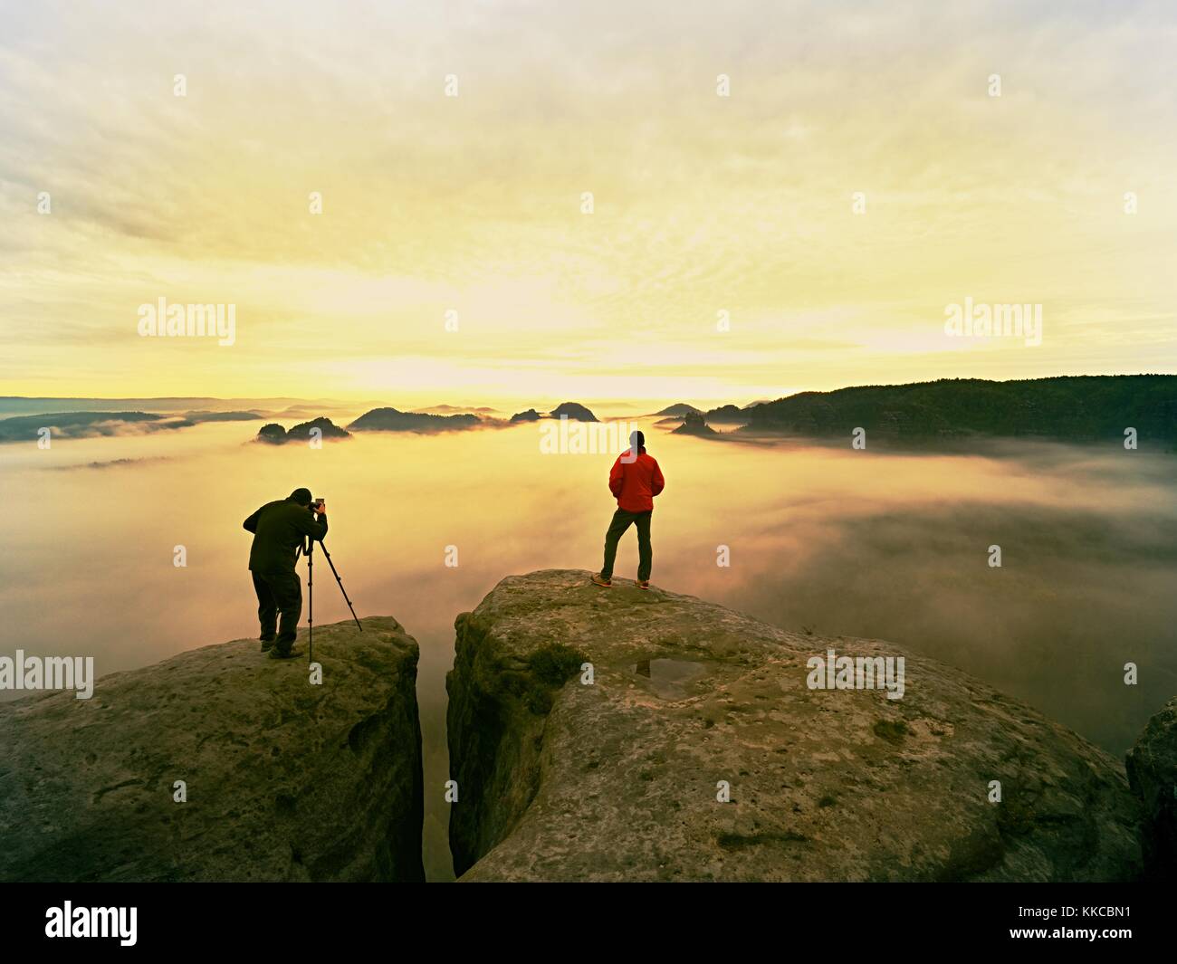 People just taking pictures, tourists on viewpoint with view to the ...