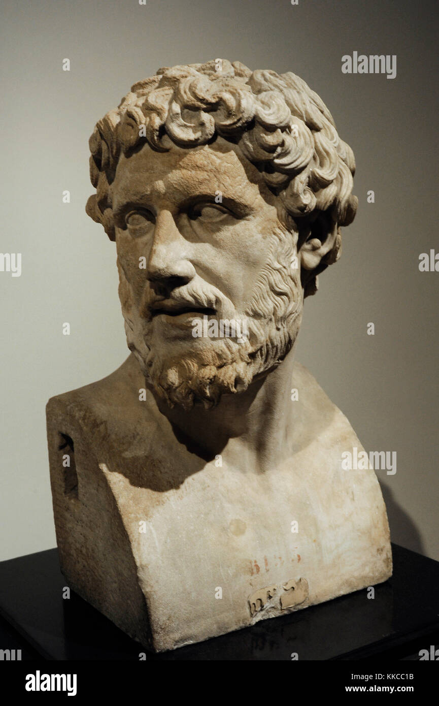 Bust of a Greek poet. Marble. Rectangular peristyle. Villa of the ...