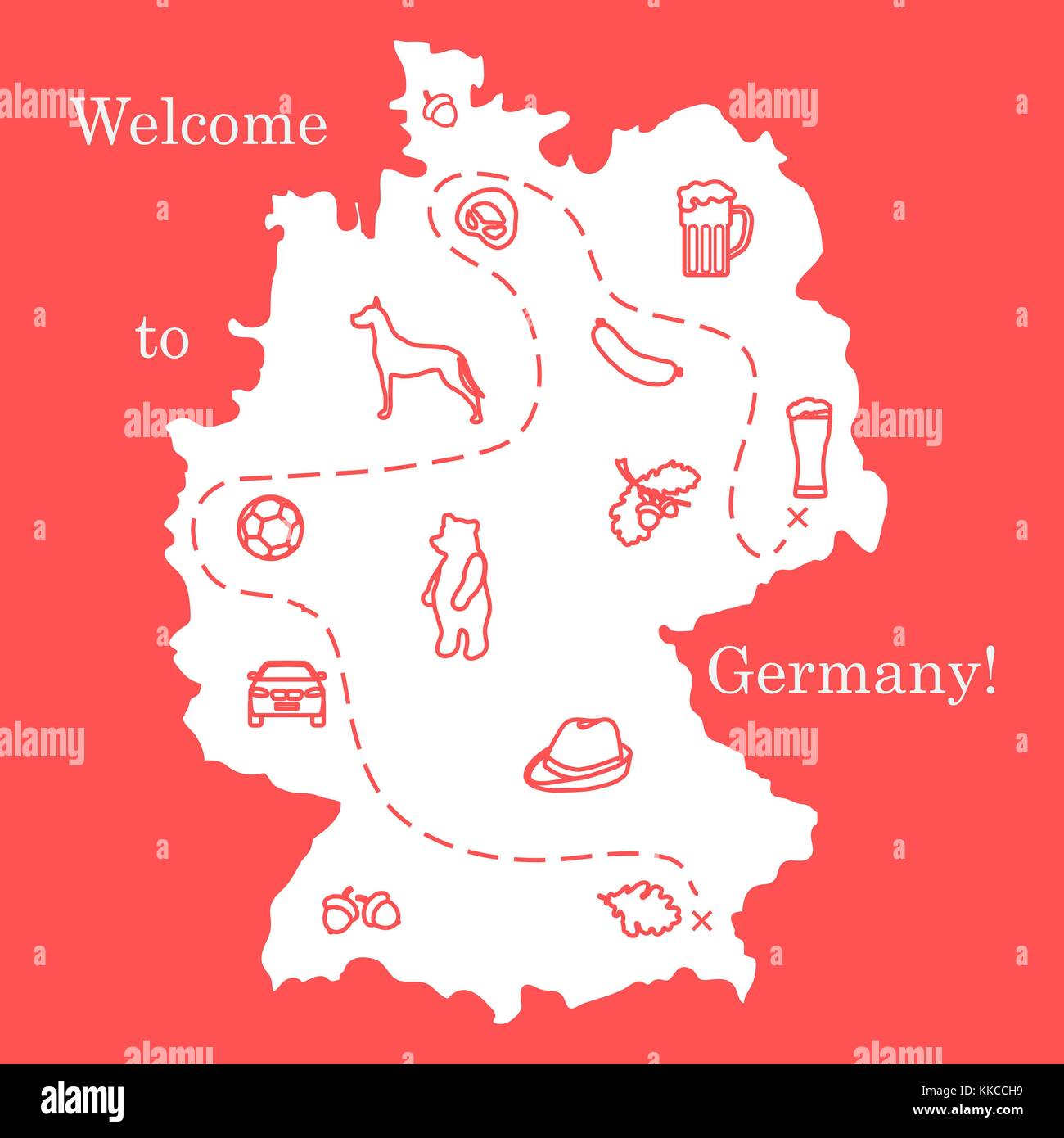 Vector illustration with various symbols of Germany. Travel and leisure ...