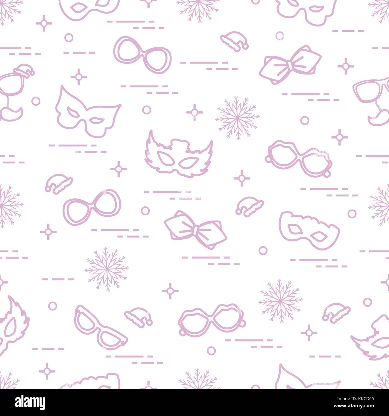 Seamless pattern of different carnival decorations: masks, christmas ...