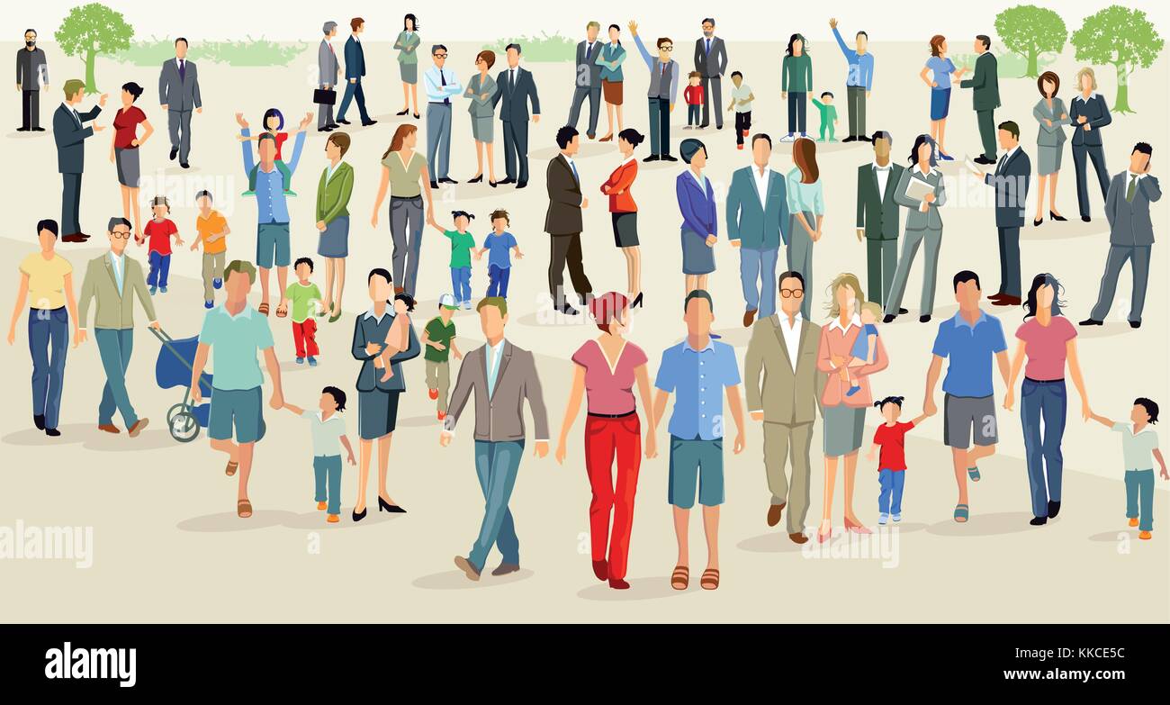 City happy crowd Stock Vector Images - Alamy