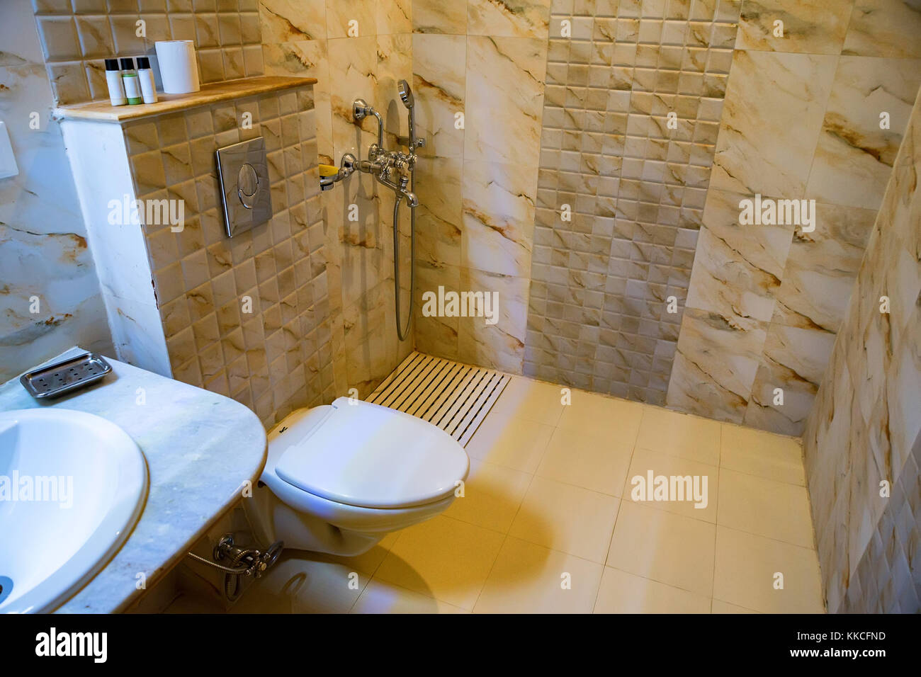 Flush toilet bowl in lavatory Stock Photo - Alamy