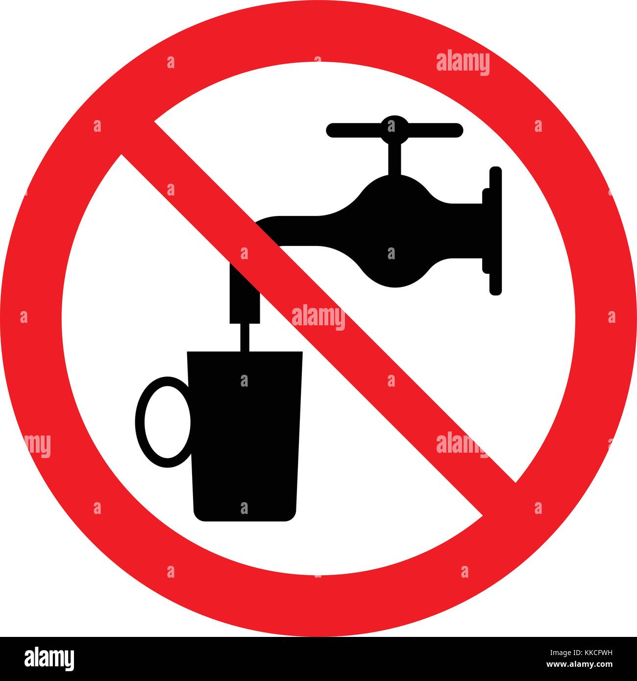 Not drinkable water, prohibition sign. Do not drink water sign, vector ...