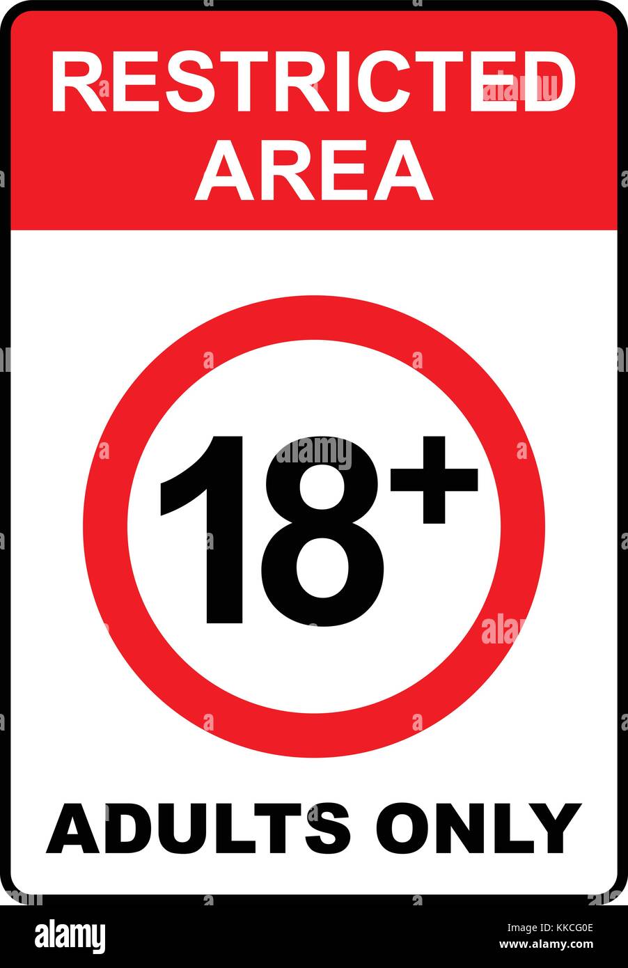 Restricted Area 18 Adults Only Sign Vector Illustration Stock
