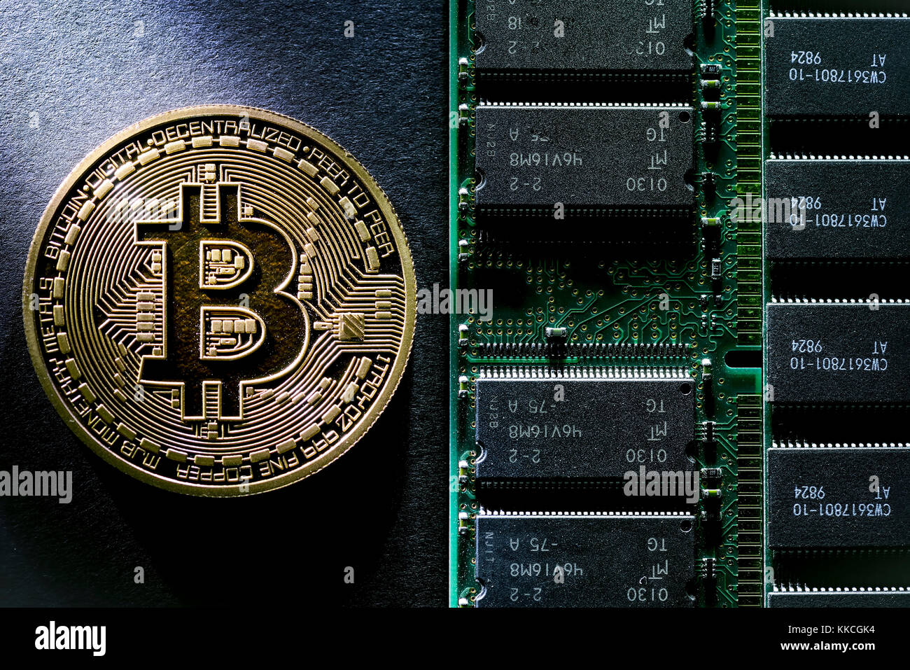 Bitcoin coin, virtual currency Stock Photo - Alamy