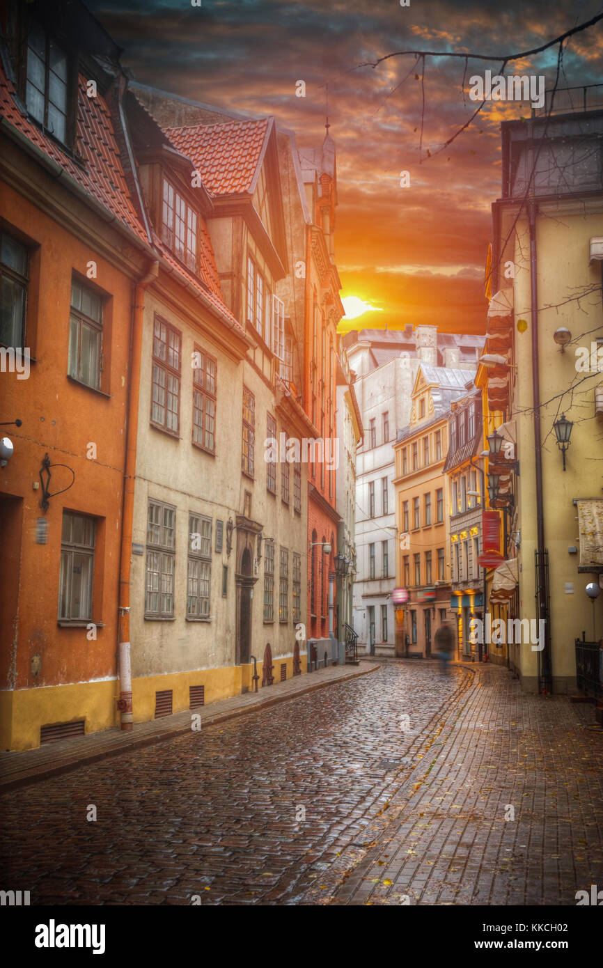 old houses on Riga street. Latvia. Europe Stock Photo - Alamy