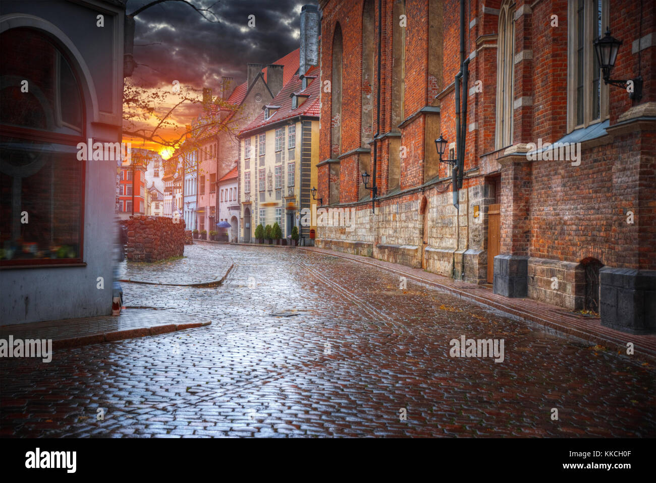 old houses on Riga street. Latvia. Europe Stock Photo - Alamy