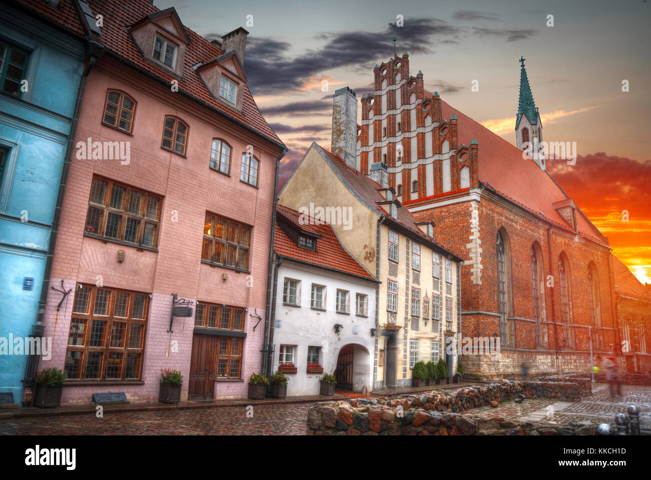 old houses on Riga street. Latvia. Europe Stock Photo - Alamy