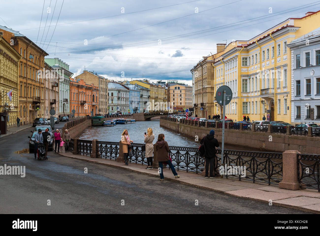 St. Petersburg, Russia - June 3 2017. View of embankment of the Moika ...