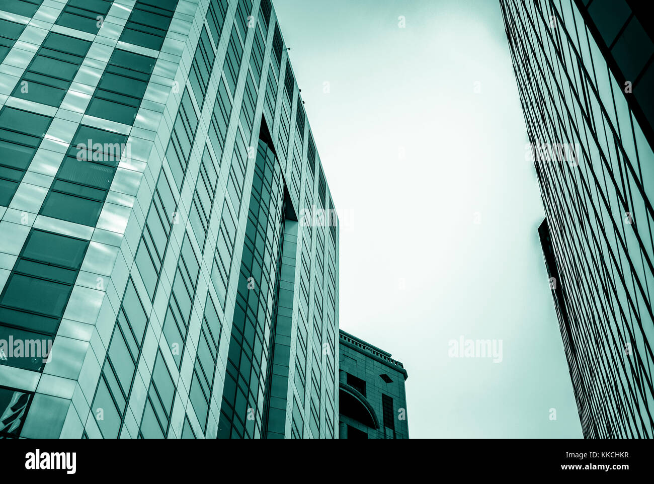 Modern office building detail in green color Stock Photo - Alamy