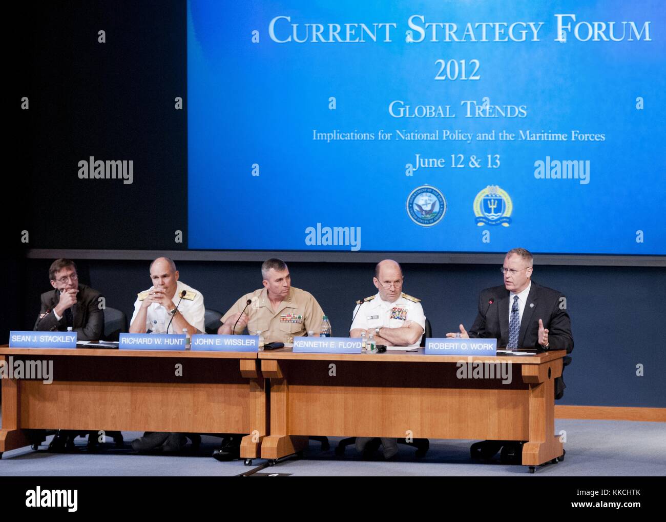 Undersecretary of the Navy Robert Work introduces a discussion panel ...
