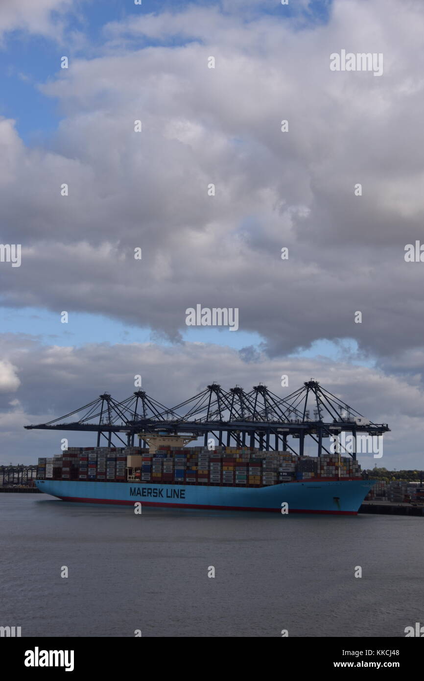 Container ship Eugen Maersk in Felixstowe, Suffolk, UK Stock Photo - Alamy Container ship Eugen Maersk in Felixstowe, Suffolk, UK Stock Photo - Alamy