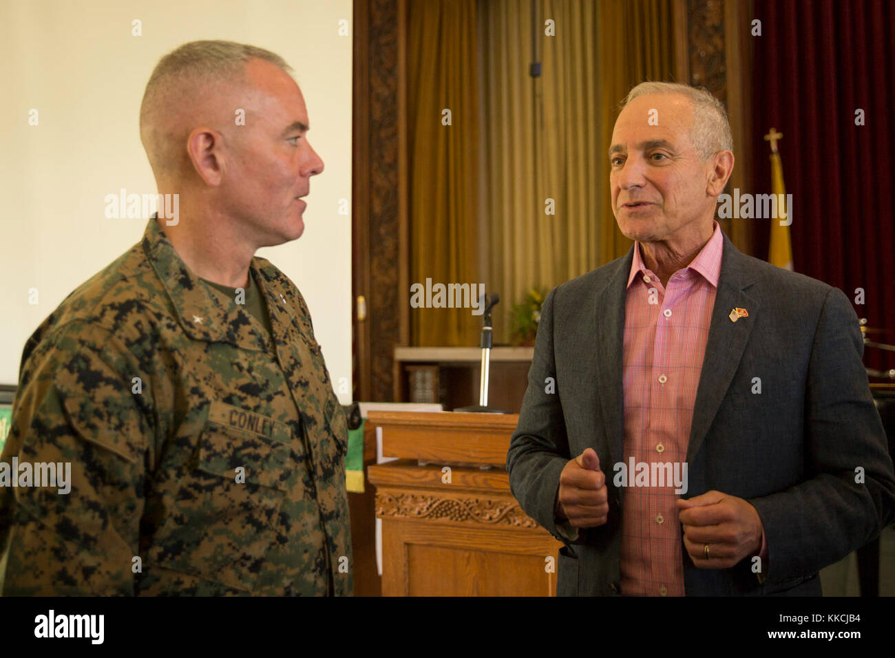 Retired U.S. Navy Lt. Cmdr. William Krissoff, speaks to U.S. Marine ...