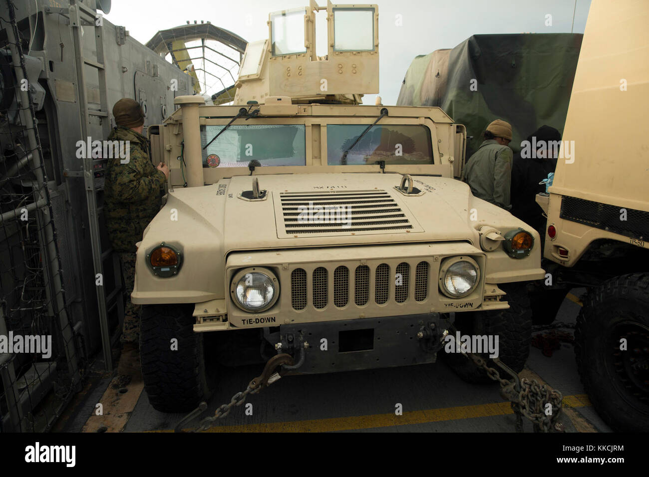 A Humvee rests aboard Landing Craft, Air Cushion 43 during Type Course ...