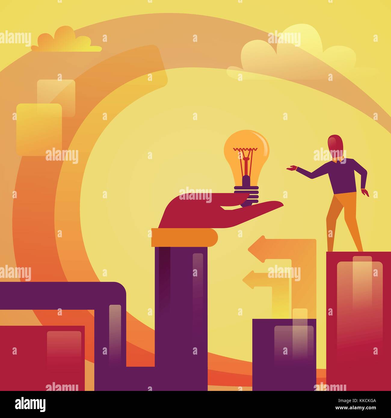 Abstract Hand Holding Light Bulb Business Man New Startup Idea ...