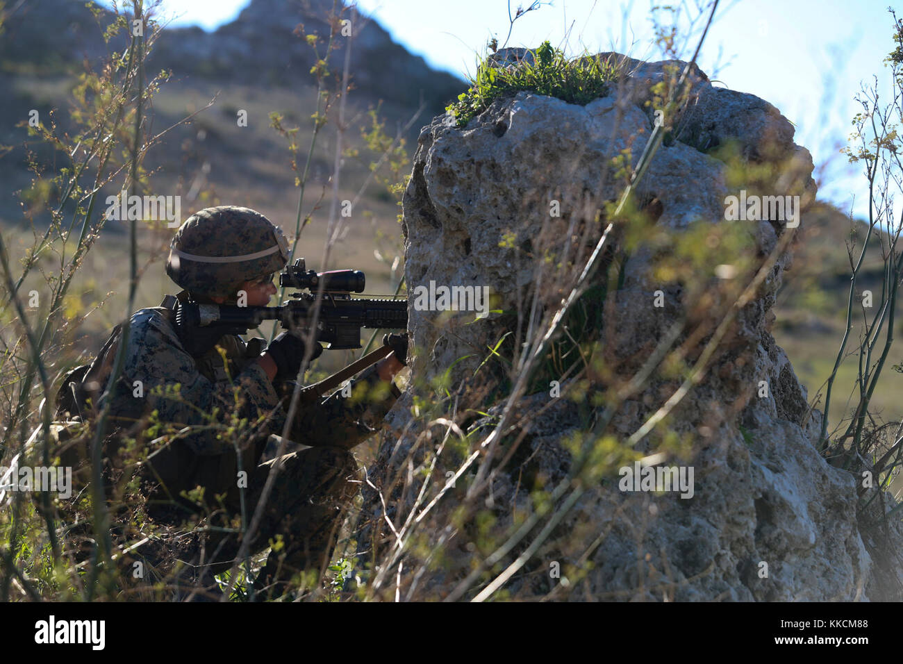 A U.S. Marine assigned to Special Purpose Marine Air-Ground Task Force ...